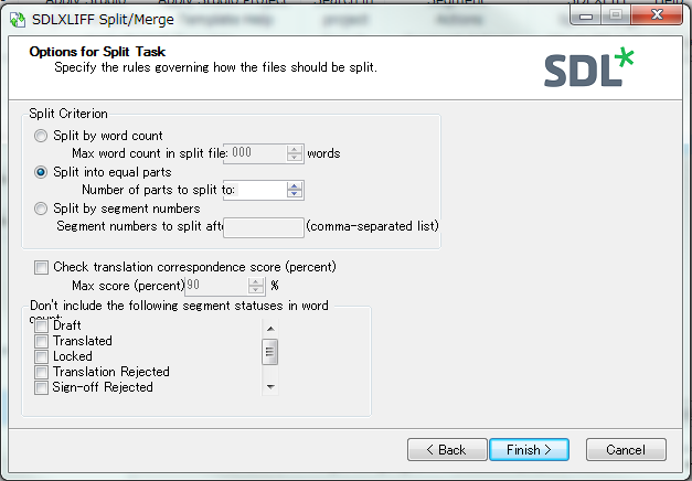 Failed to split a file by using SDLXLIFF Split/Merge plugin integrated in Studio 2019 - 2. RWS ...