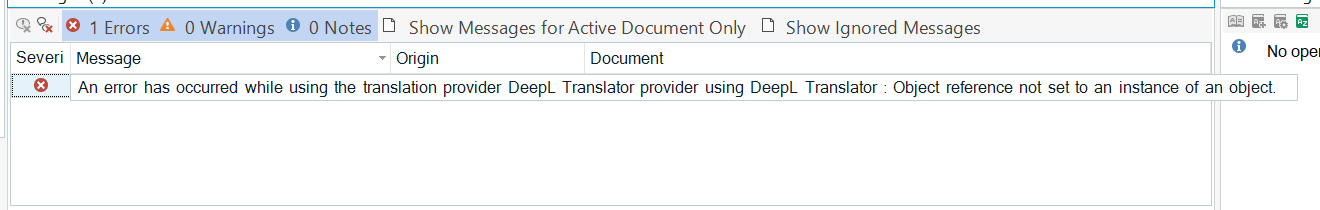 Studio 2019 – DeepL Translation Provider plug-in – Object reference not set to an instance of an ...