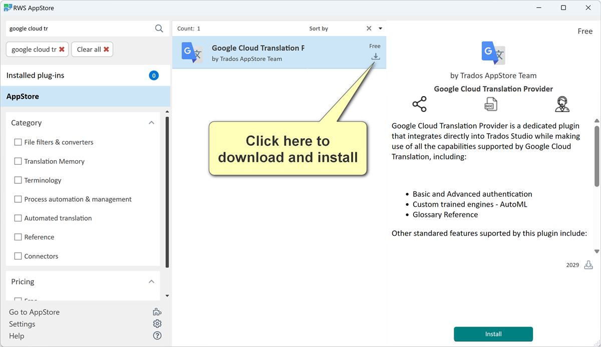 Can't download Google Cloud Translation Provider for Trados Studio 2022 ...