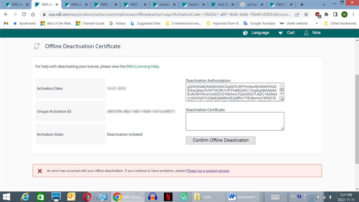 unable to deactivate license - 2. Licensing and Installation - Trados ...