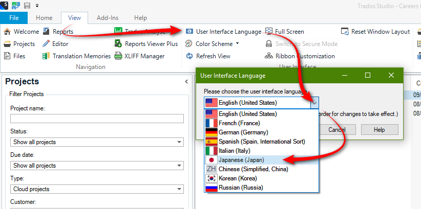 I want to use Japanese UI Trados - 2. Licensing and Installation ...