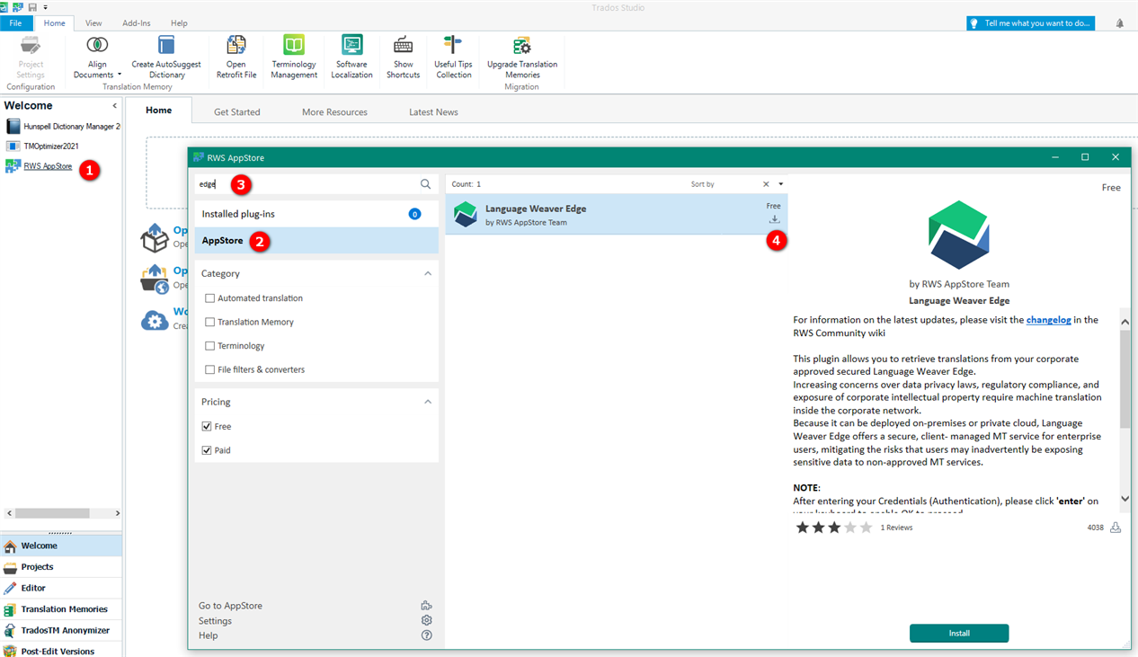 Cannot download SDL Machine Translation Edge. - 2. RWS AppStore ...