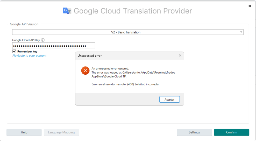 Google Cloud Translation Provider plug-in not working (V2-Basic Translation) - Updated Trados ...