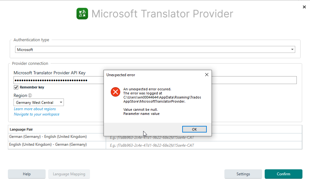 Microsoft Translator Provider unable to connect to Microsoft API / no internet connection? - 2 ...