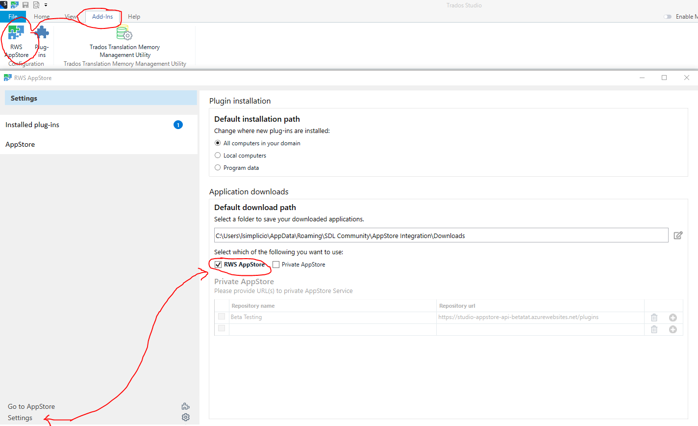 Microsoft Translation Provider, unable to check Trados version and to install - 2. RWS AppStore ...