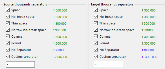 Number Verifier 'No separator' and 'Custom separator' example numbers don't change colour ...