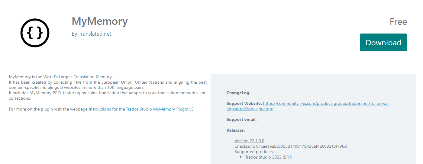 Mymemory add-in doesn't work after Trados Studio Update 2022 SR1 on July 2023 - 2. RWS AppStore ...
