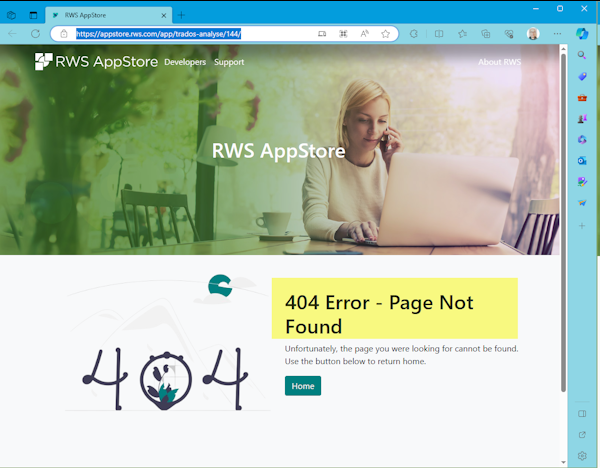 All the links to the RWS AppStore from within Trados Studio are broken or incorrect - 2. RWS ...