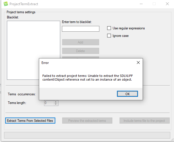 projectTermExtract doesn't work with WorldServer - 2. RWS AppStore Applications - RWS AppStore ...