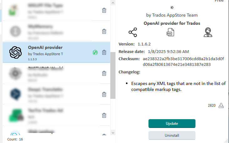 AI Professional - Update the models - 2. RWS AppStore Applications ...
