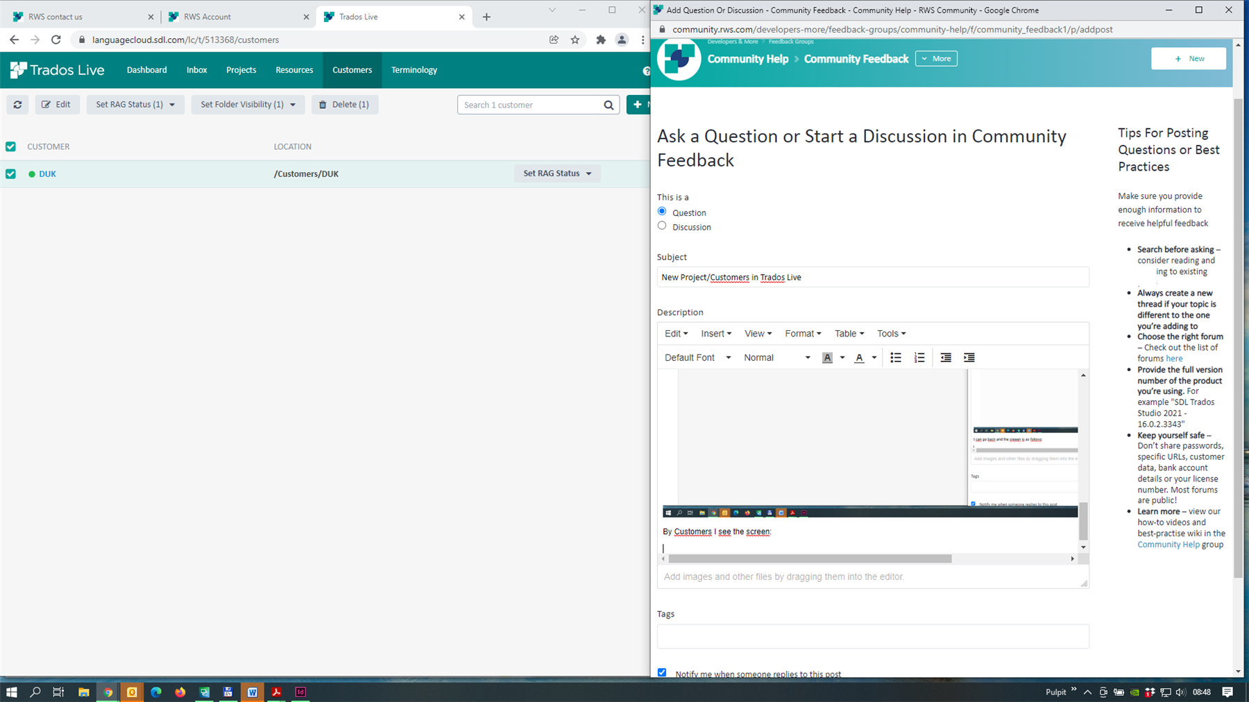 New Project/Customers in Trados Live - 2. Trados Enterprise, Accelerate ...
