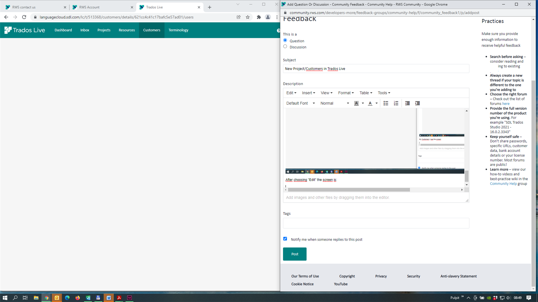 New Project/Customers in Trados Live - 2. Trados Enterprise, Accelerate, Team & cloud ...
