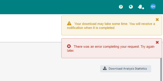 "There was an error completing your request. Try again later." Error message when trying to ...