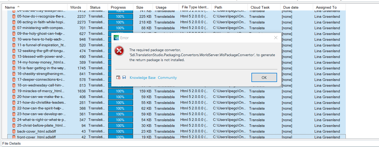 Cannot create return package in Trados 2021 - 1. Trados Studio - Trados Studio - RWS Community