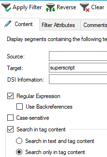 Is there any way to check if a formatting tag is present in the target without existing in the ...
