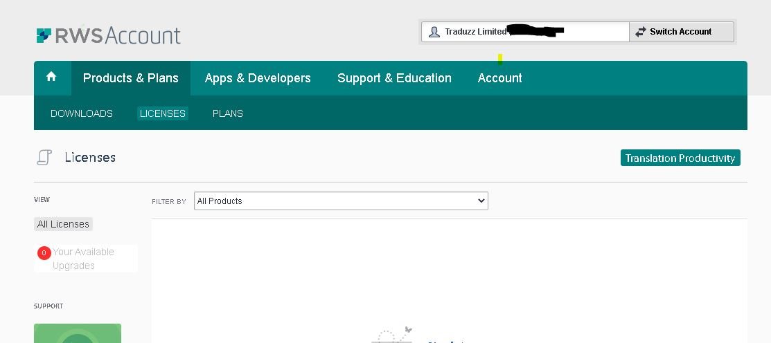 NO license in the account - 2. Licensing and Installation - Trados Portfolio - RWS Community