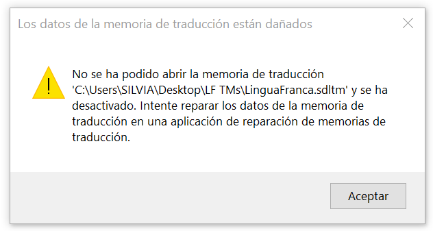 TMs suddenly corrupted and not repairable. Renaming ...