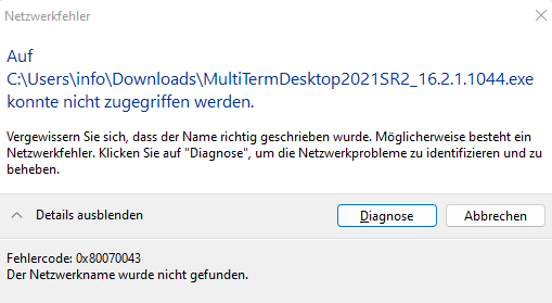 cannot install MultiTerm on my lew laptop - 2. Licensing and ...