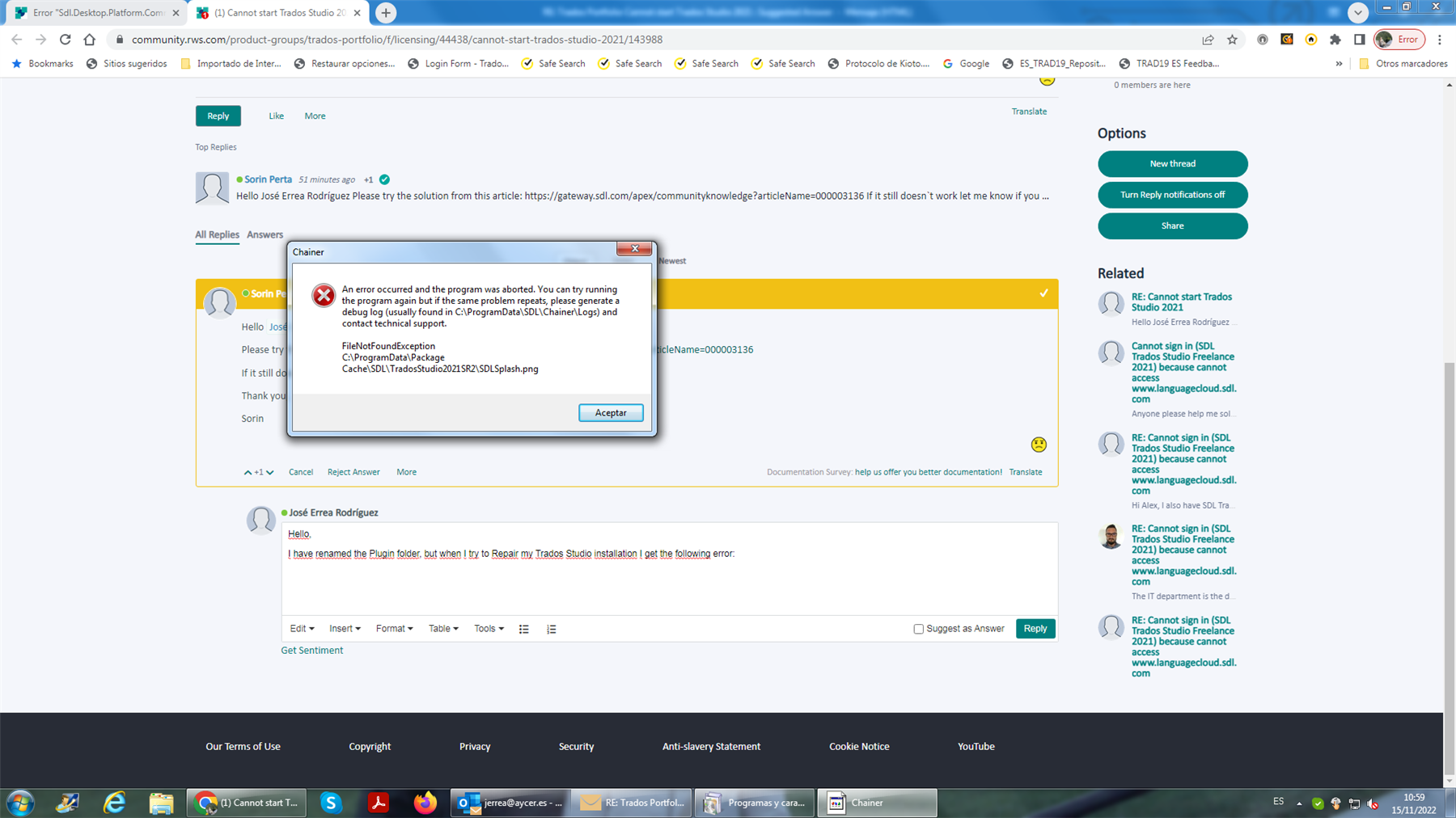 Cannot start Trados Studio 2021 - 2. Licensing and Installation ...