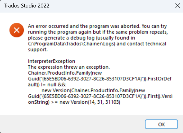 Installation of (trial) Trados 2022 fails after removing everything about SDL and Trados from ...