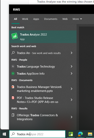 Trados Analyse - 2. RWS AppStore Applications - RWS AppStore - RWS Community