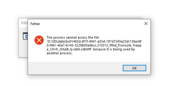 The process cannot access the file - 1. Trados Studio - Trados Studio ...