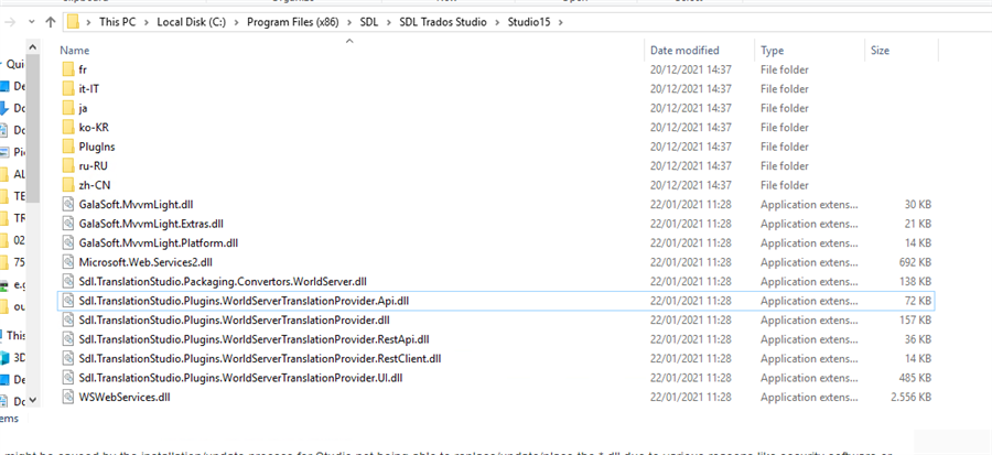 Trados 2019 - "Could not load file or assembly 'Sdl.TranslationStudio.Plugins ...